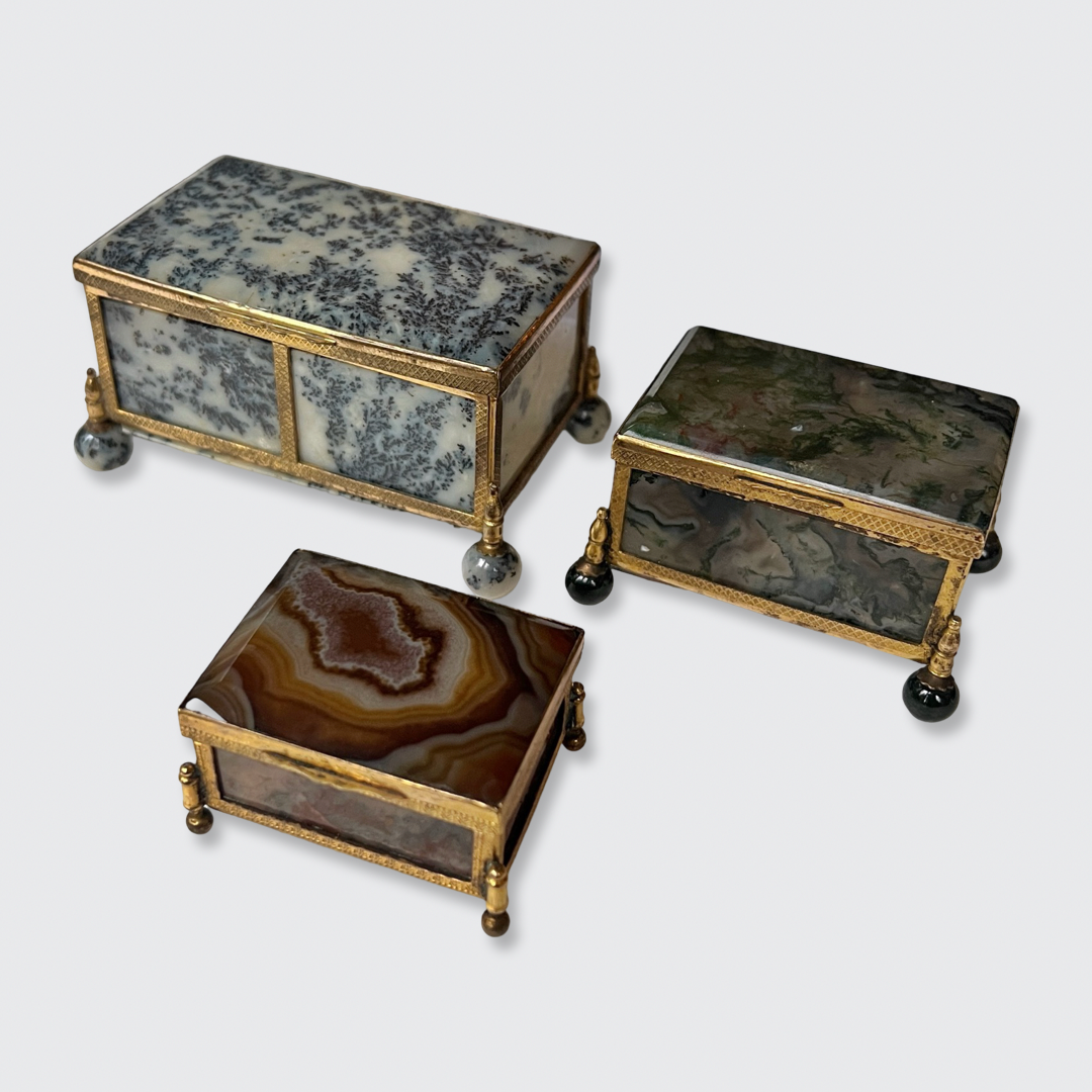 Set of Three Victorian Agate Boxes – 21stfinds